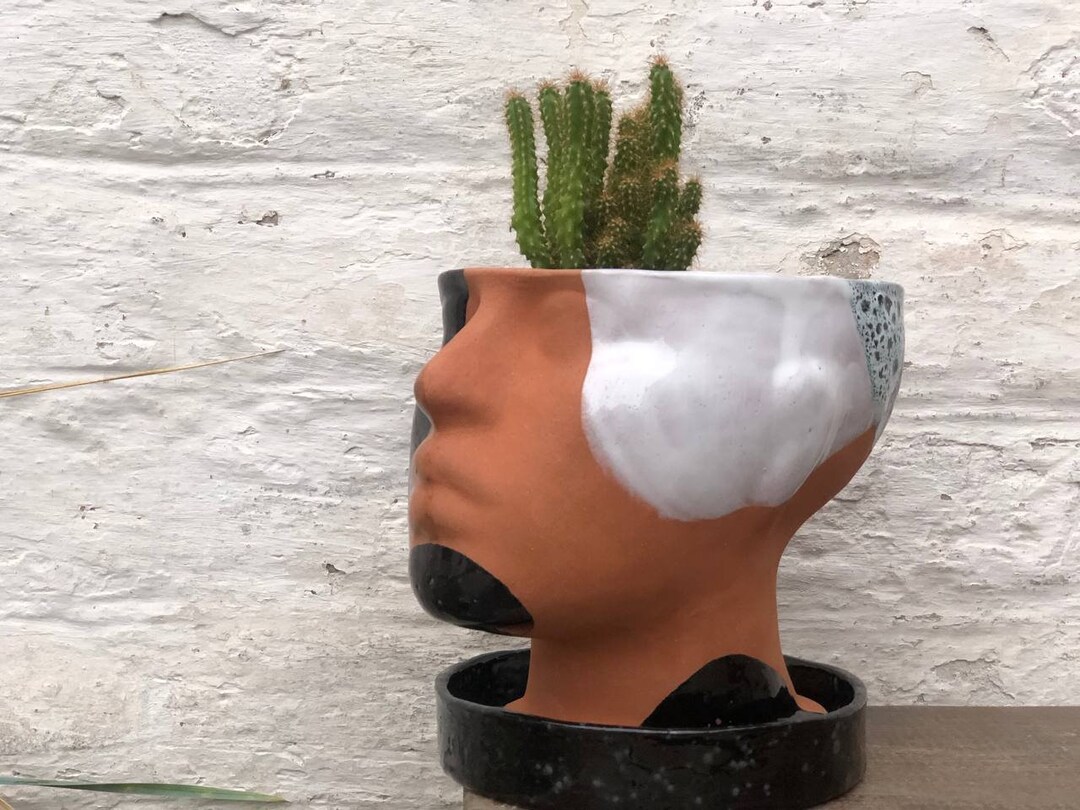 Terracotta Planter Head Plant Pot Woman Ceramic Head Vase Handmade Clay ...