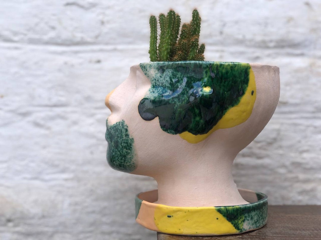 Boho Style Planter | Woman Face Plant Pot | Handmade Clay Planter - Etsy