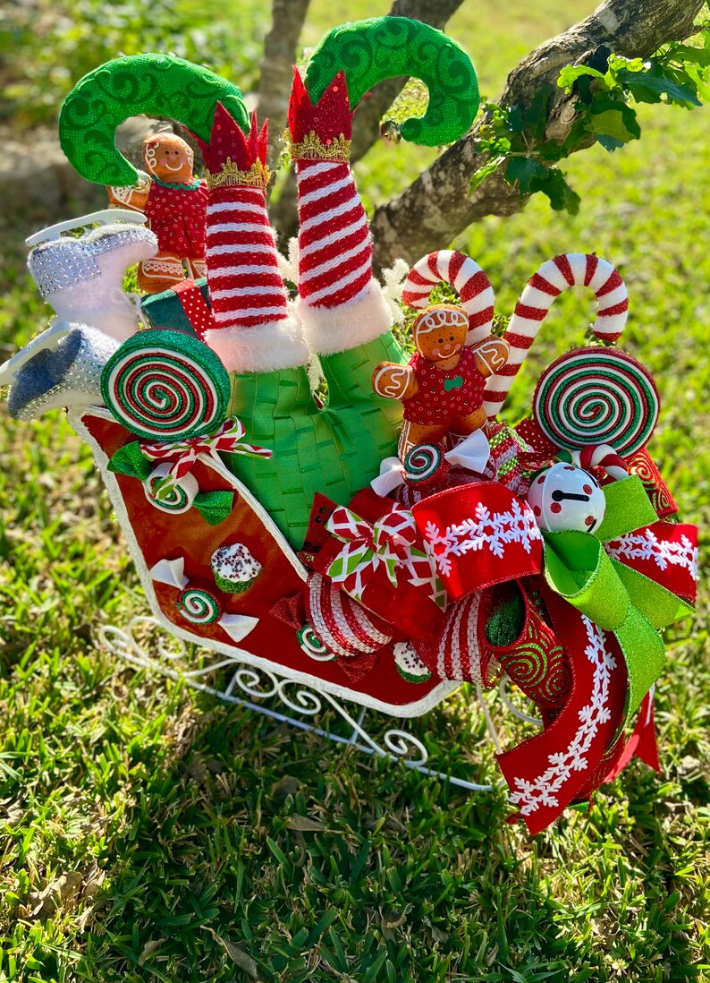 Christmas Centerpiece Sleigh Centerpiece Elf Centerpiece - Etsy