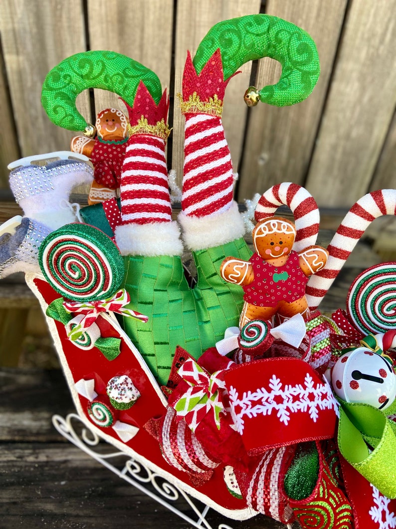 Christmas Centerpiece Sleigh Centerpiece Elf Centerpiece - Etsy