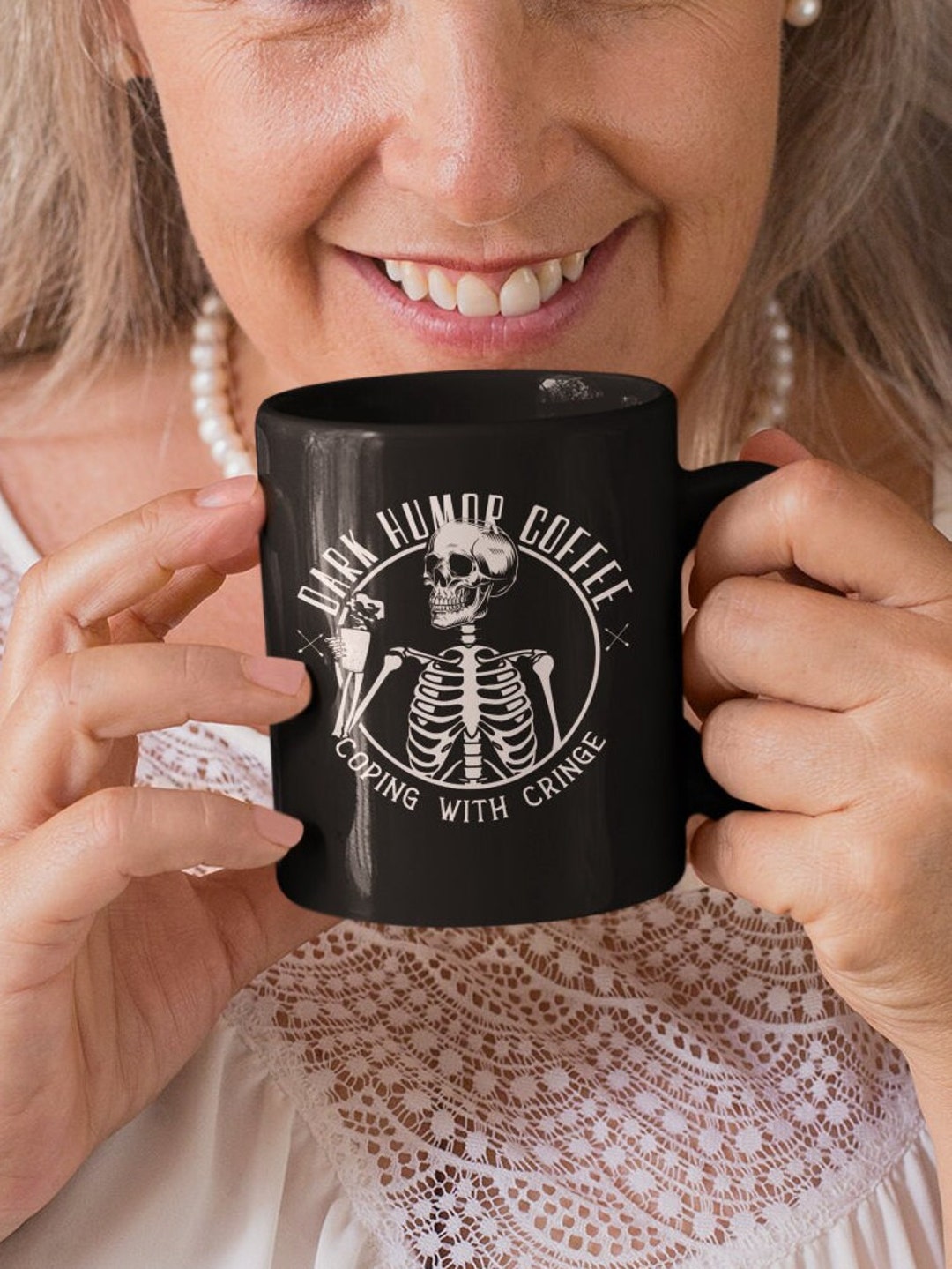 Dark Humor Coffee Coping With Cringe / Gift for Her / Gift - Etsy