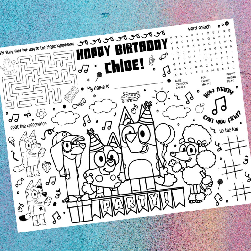 Bluey Coloring Place Mat - Etsy