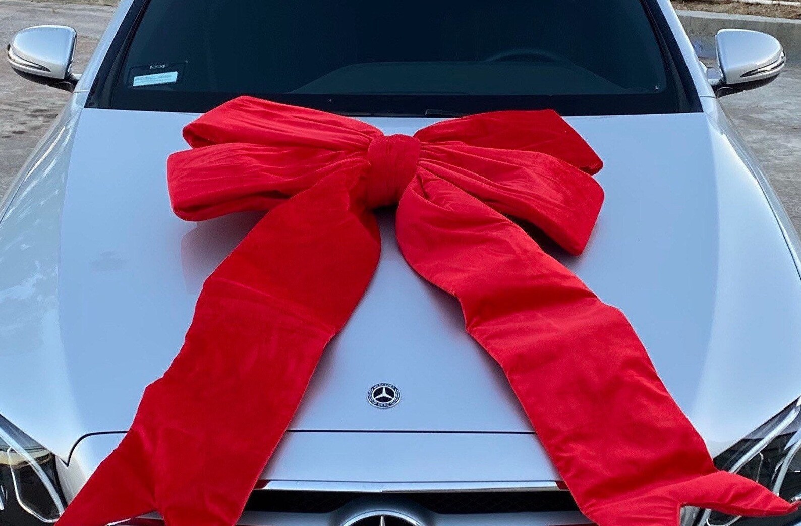 Giant red velvet bow for car big bow car bow red bow | Etsy