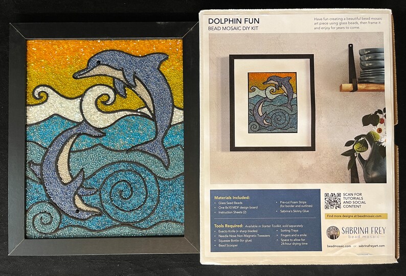Dolphin Fun Bead Mosaic Art Kit + Video Tutorial, Beginner Friendly - Etsy