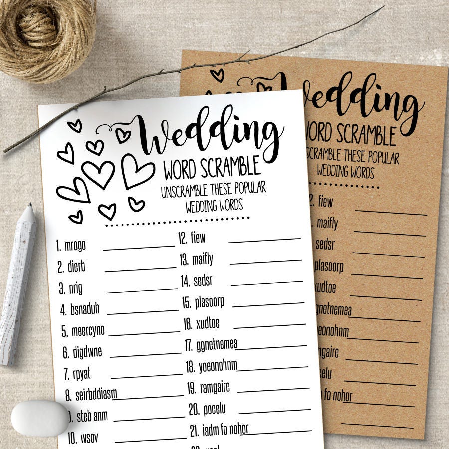 Wedding Word Scramble Game Printable Couples Shower Games Etsy