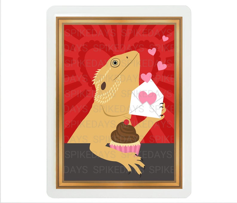 Bearded Dragon Valentine 3x4 Tank Decor - Valentine Day Decor - Bearded ...