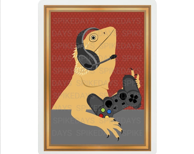 Video Gamer Bearded Dragon Tank Portrait - Bearded Dragon Drawing ...