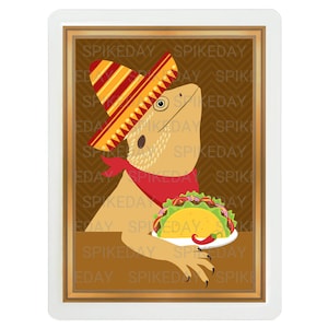 Bearded Dragon Eating Taco 3x4 Tank Decor Funny Animal Drawing Taco ...