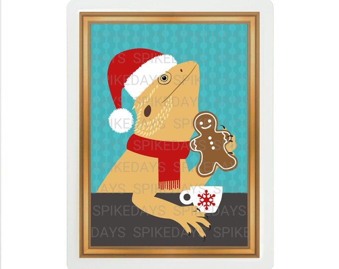 Christmas Bearded Dragon Wearing Santa Hat With Gingerbread Cookie Tank ...