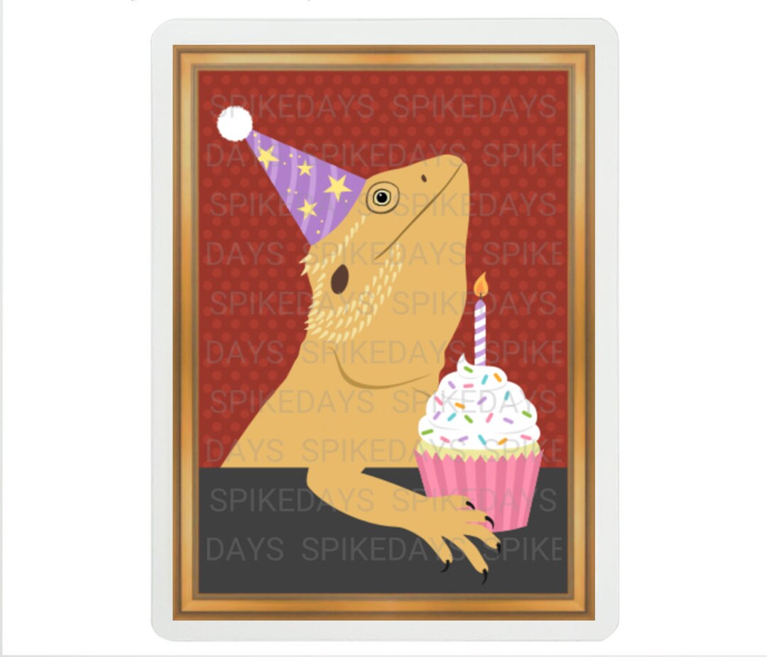 Birthday Girl Bearded Dragon 3x4 Tank Decor - Happy Birthday - Bearded ...