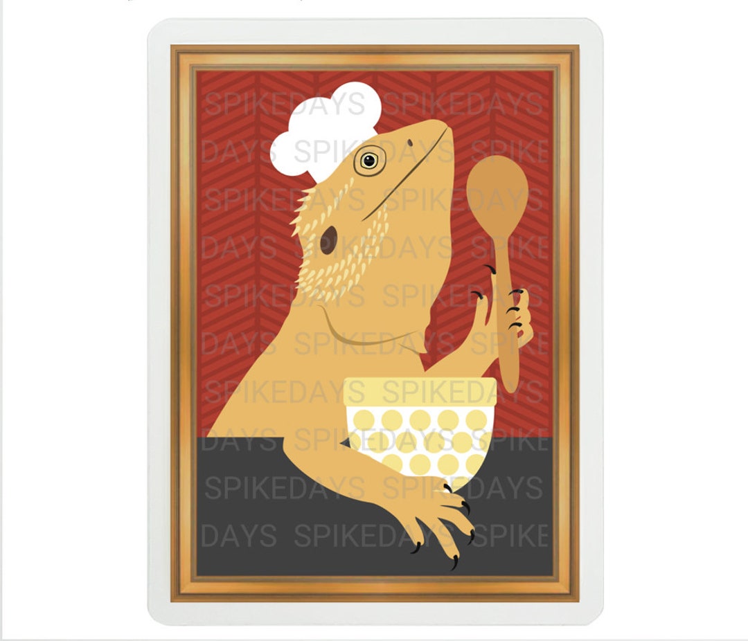 Bearded Dragon Baker 3x4 Tank Decor - Bearded Dragon Gifts - Lizard Art ...
