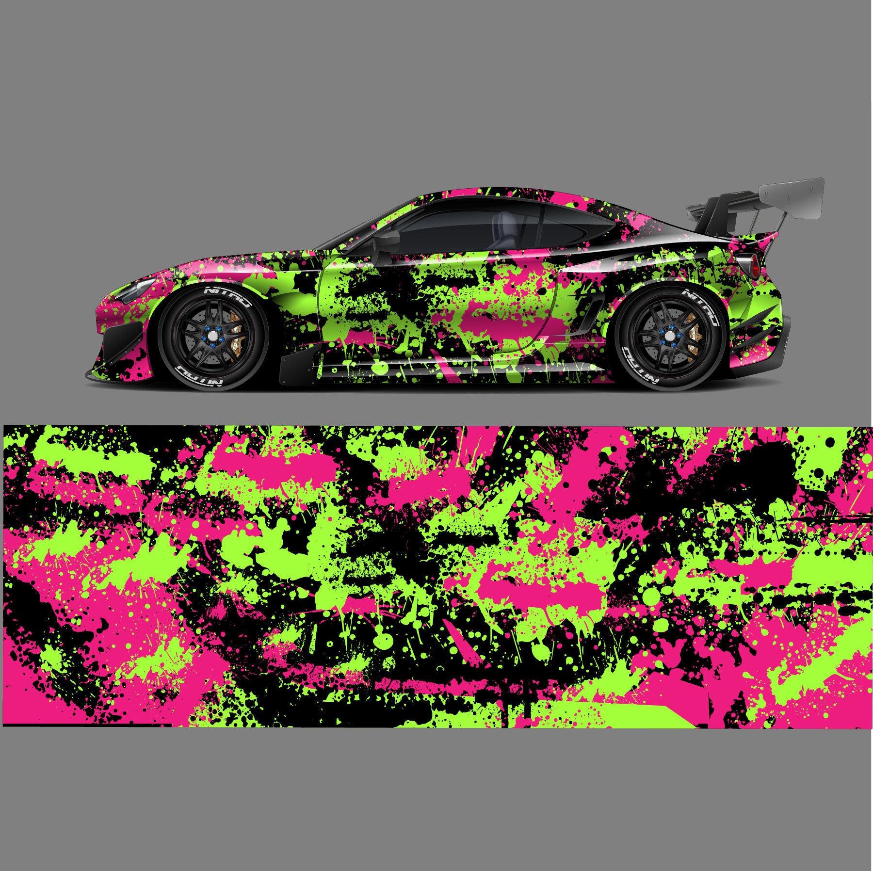 Paint Splatter Race Car Livery Vehicle Wrap Design Background Vector ...