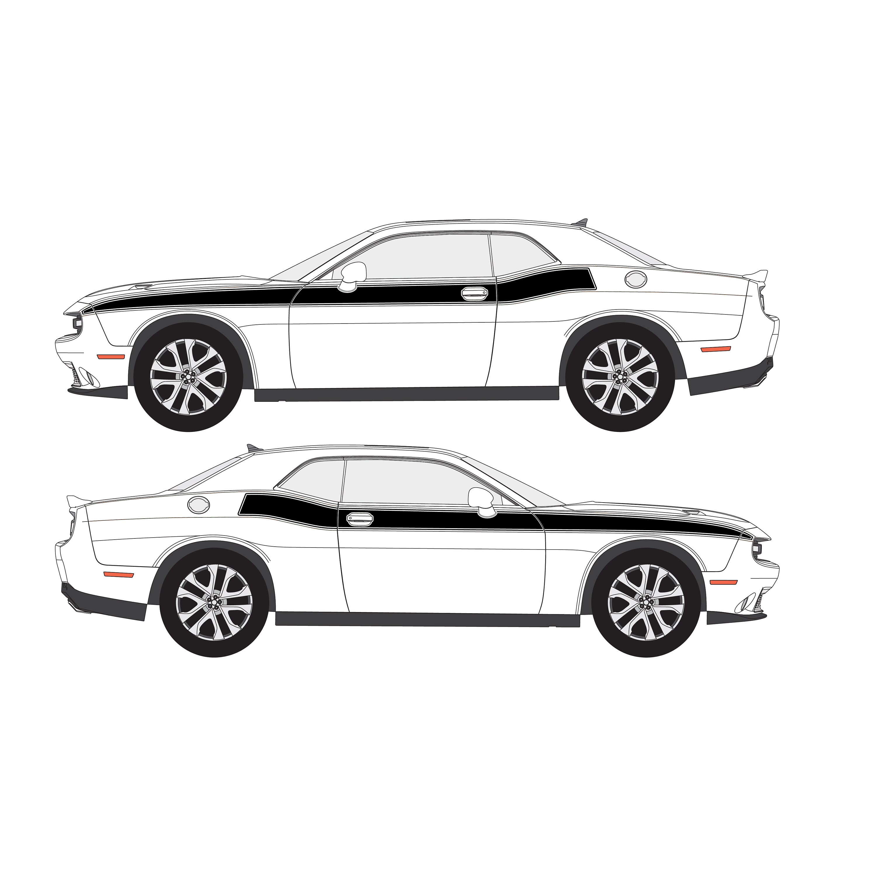 3/4 Side Racing Rally Stripes Vinyl Cut Template, Will Fit 2015 - 2023 ...