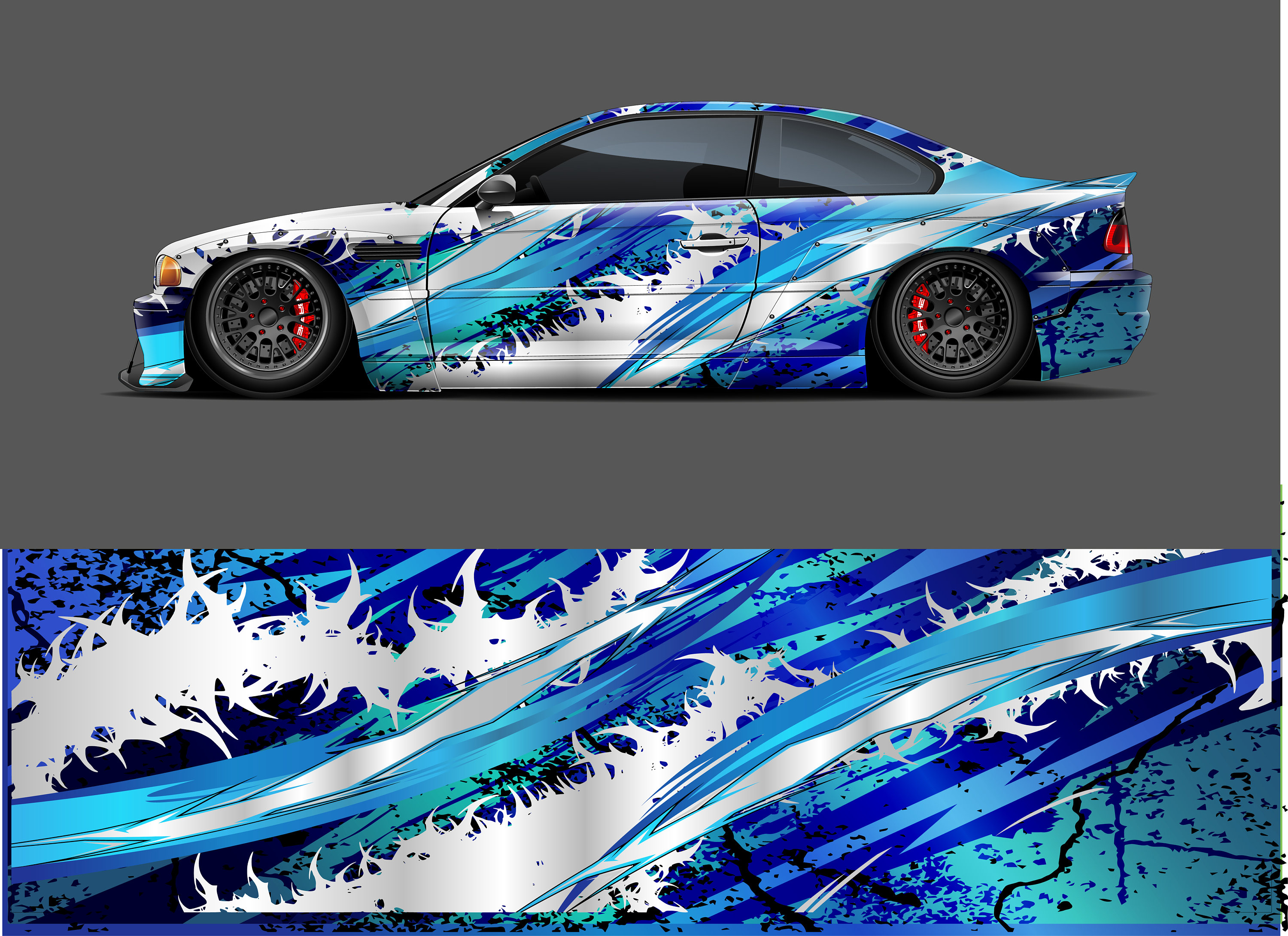 Grunge Distressed Race Car Livery Vehicle Wrap Design Background Vector ...