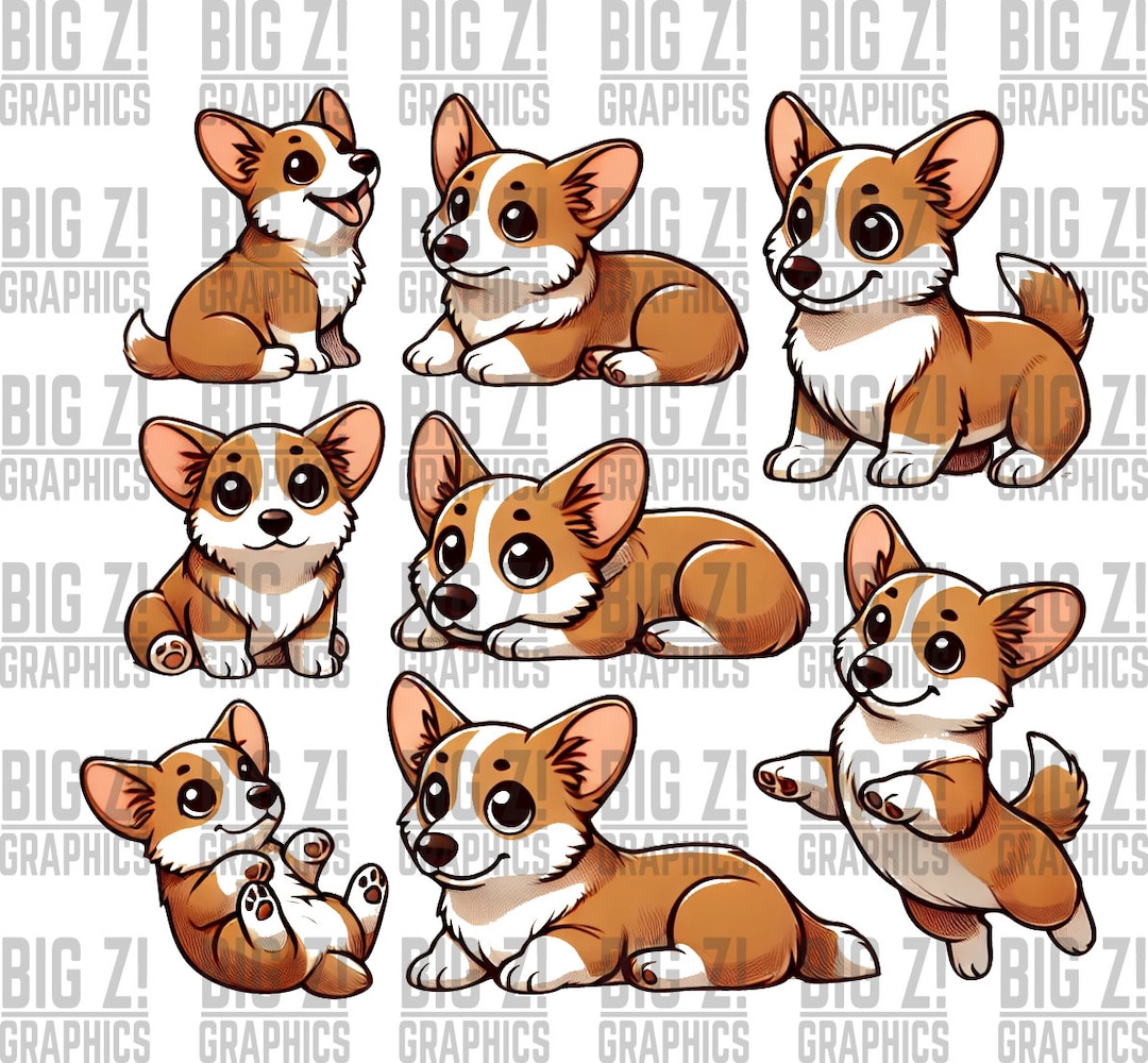 Cute Corgi Cartoon Illustration PNG, Cute, Fun, Digital Download. Corgi ...