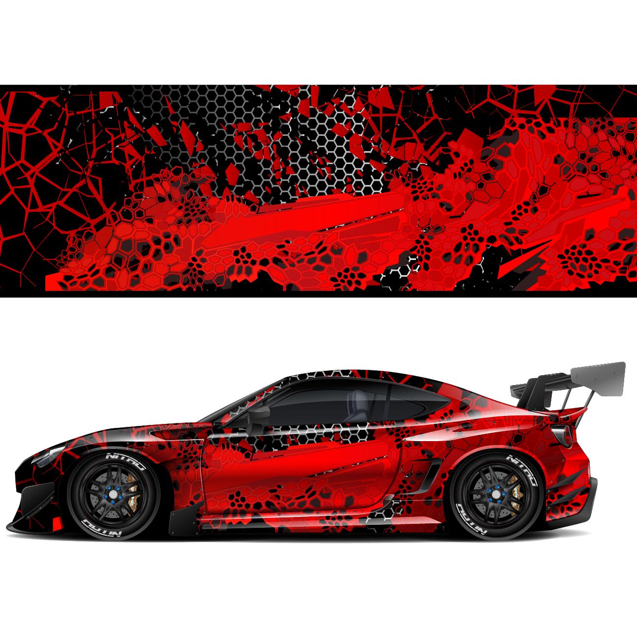 Red Race Car Livery Vehicle Wrap Design Background Vector Large Format ...