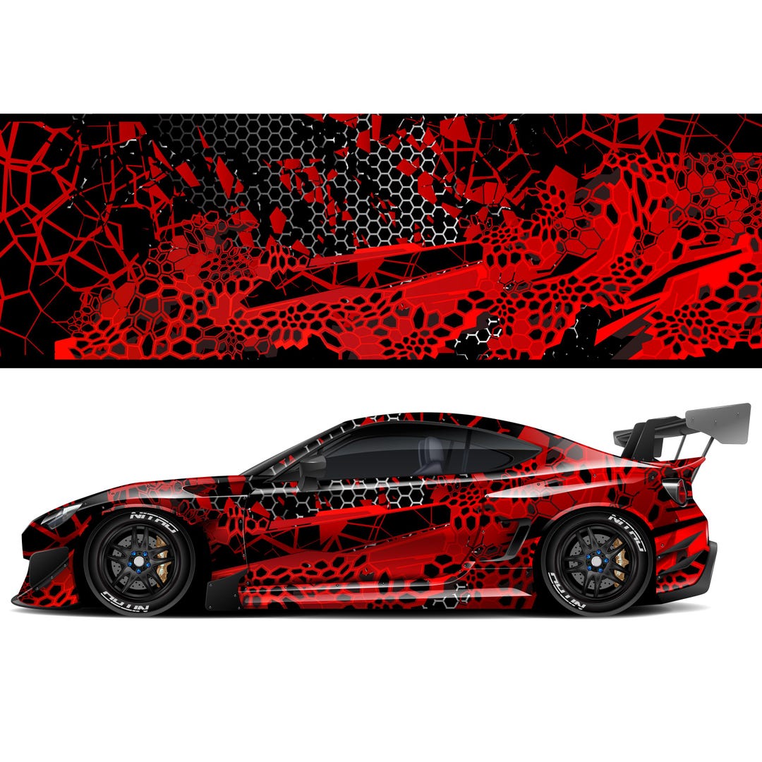 Red Black Race Car Livery Vehicle Wrap Design Background Vector Large ...