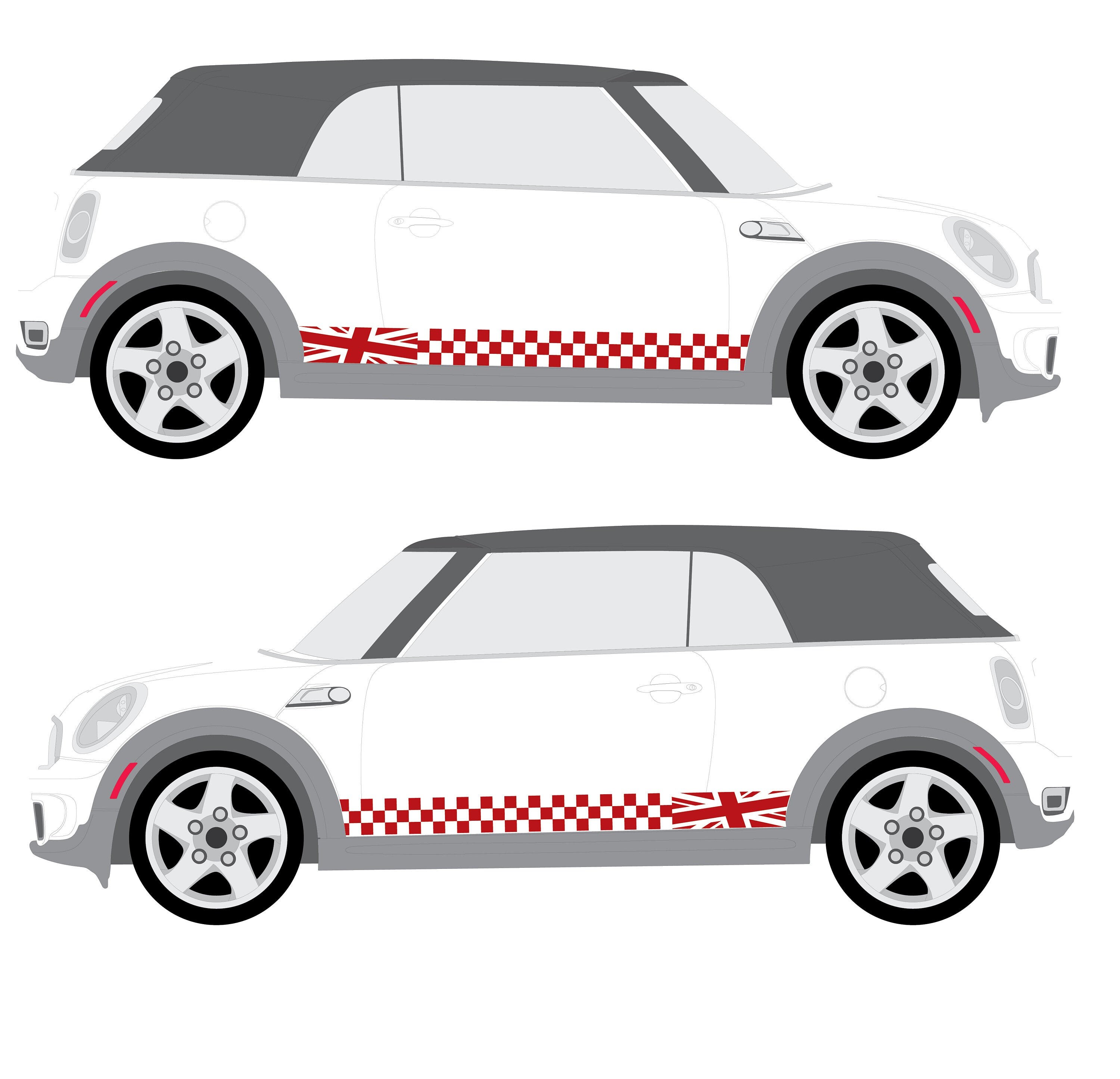 Mini Cooper British Flag Checkered Board Door Stripe Cut File CUT FILE ...
