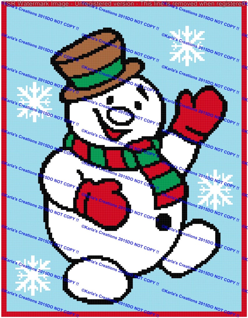 Snowman With Snow Flakes Crochet Graph - Etsy