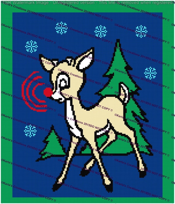 Rudolph With Tree Crochet Graph | Etsy