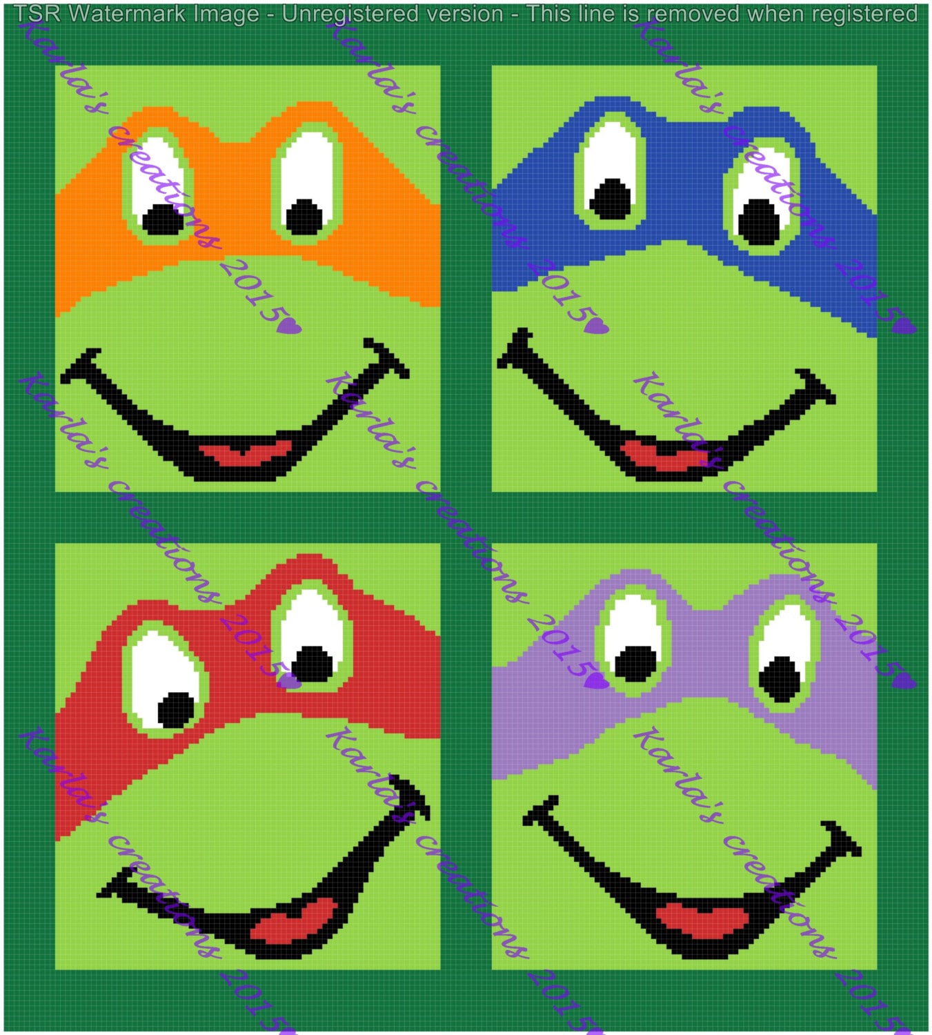 Green Turtles Set Crochet Graph - Etsy