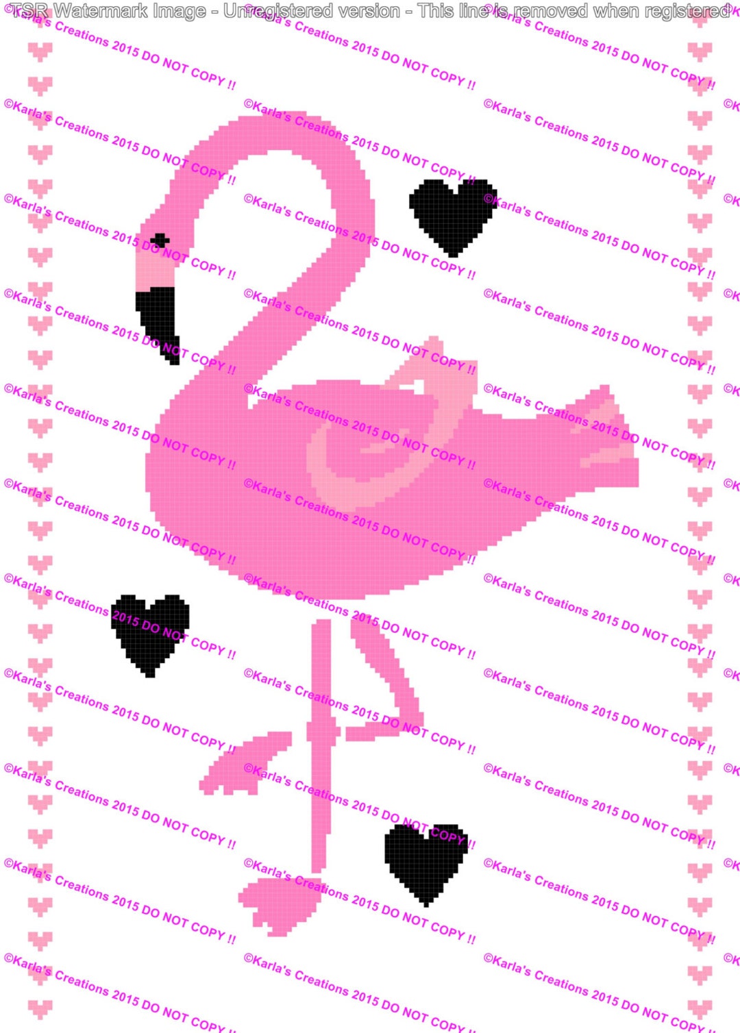Flamingo With Hearts Crochet Graph - Etsy
