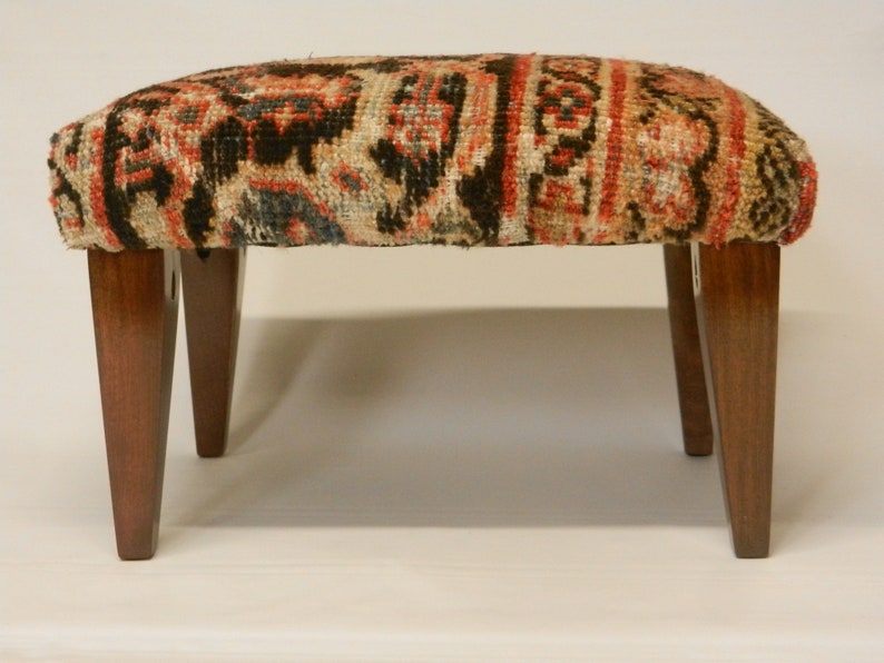 Antique Soltanabad Carpet Footstool (border Cut) - Etsy