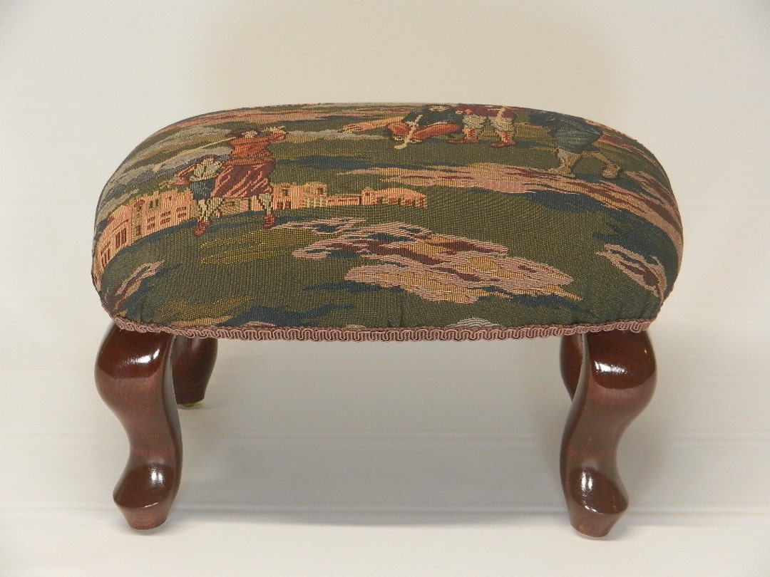 Pictorial Tapestry Queen Anne Footstool - Etsy
