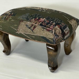 Pictorial Tapestry Queen Anne Footstool - Etsy