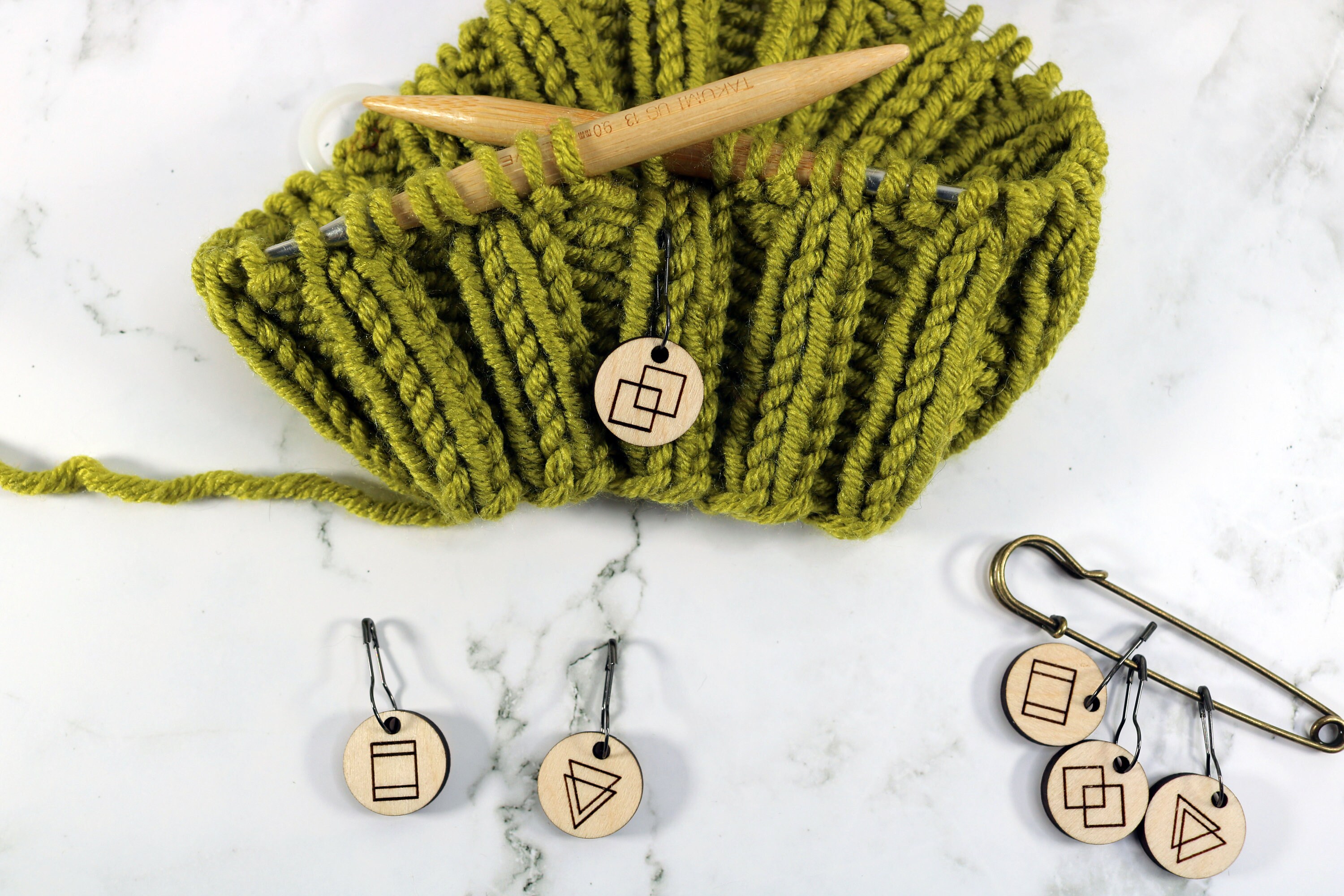 Wooden Stitch Markers Set with Minimalist Design. Knitting | Etsy