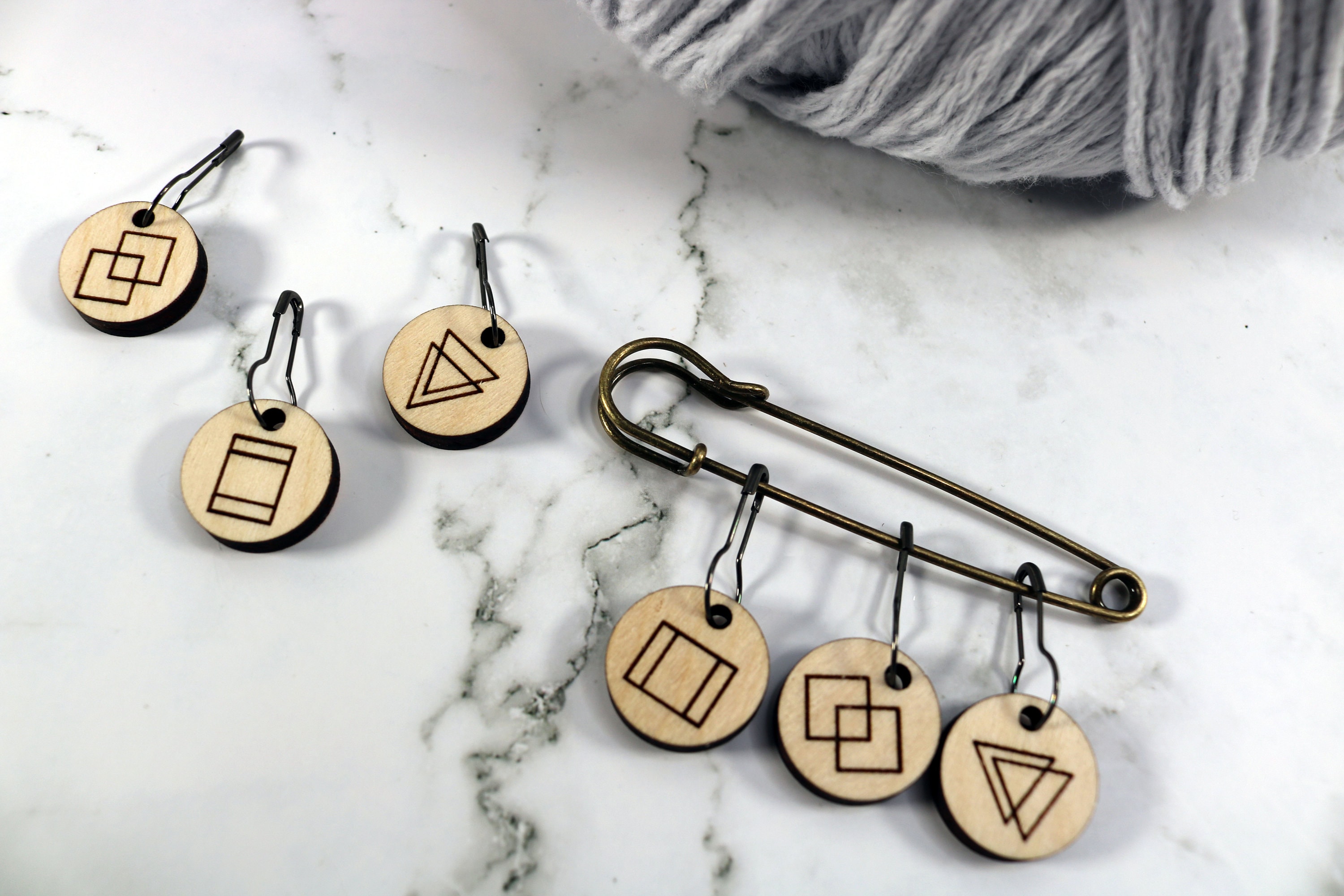 Wooden Stitch Markers Set With Minimalist Design. Knitting - Etsy