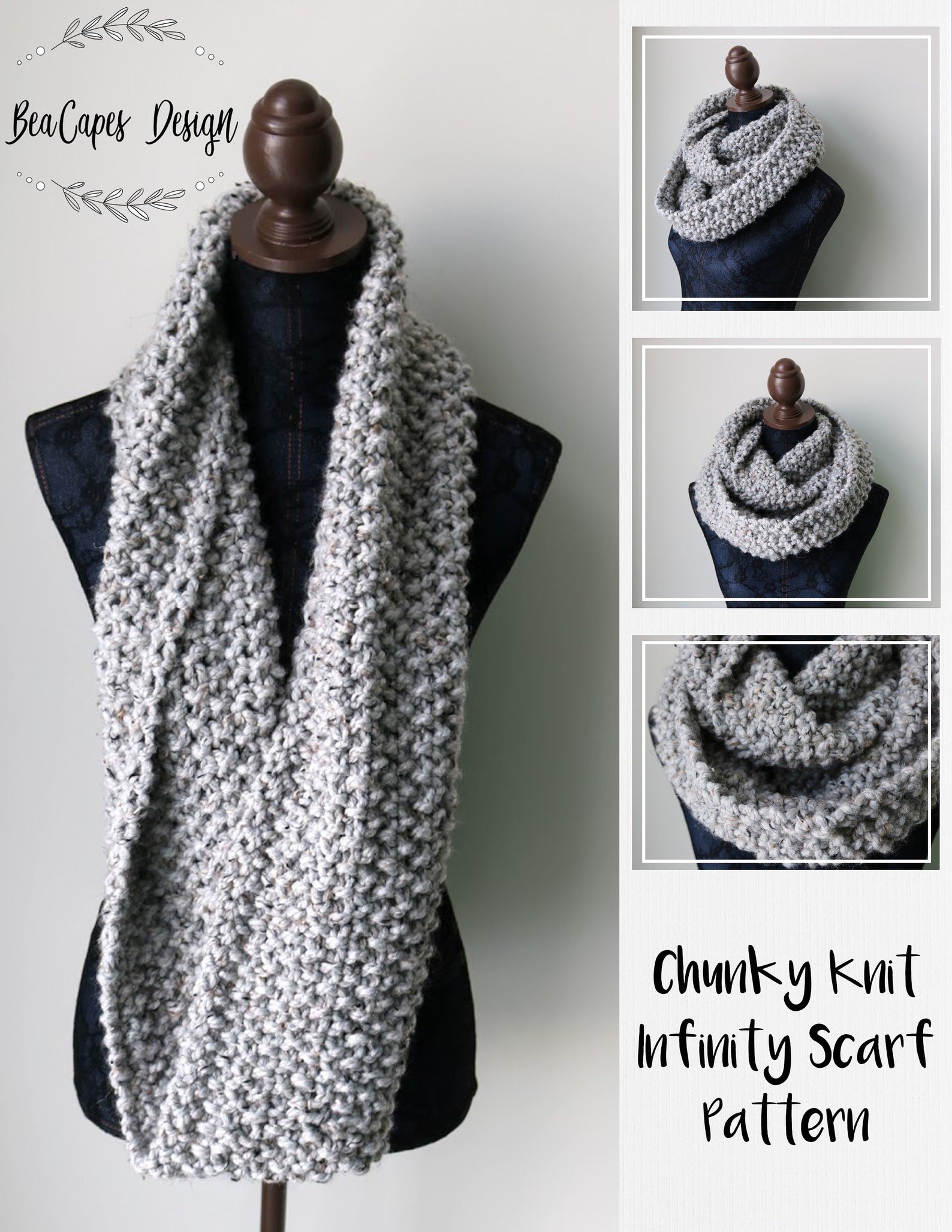 PATTERN Knitting Pattern for Chunky Knit Infinity Scarf. - Etsy