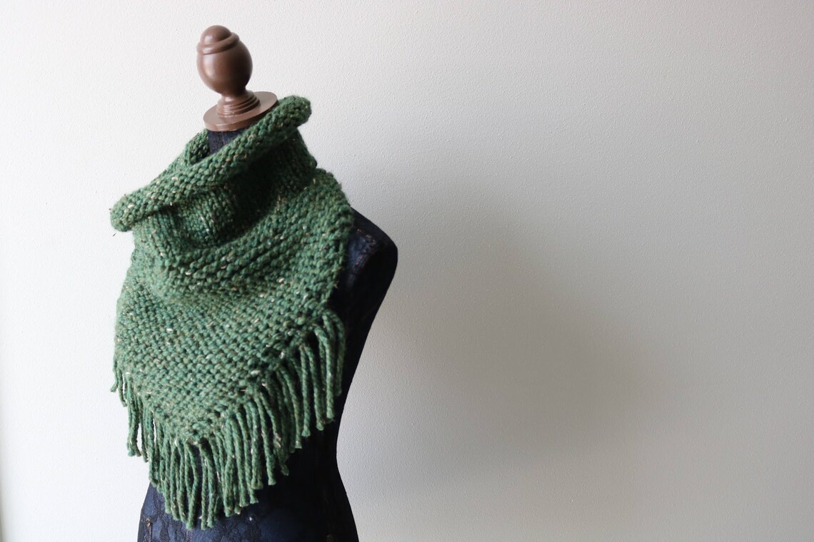 Knitted Knit Triangle Scarf Triangle Cowl Bandana Scarf With - Etsy