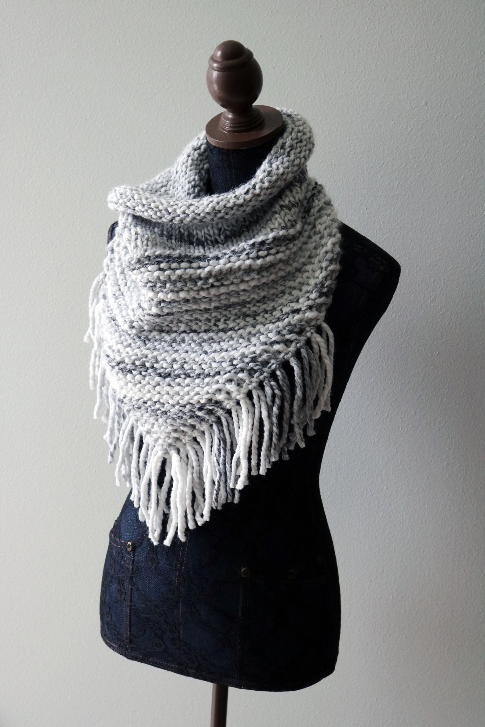 Knitted Knit Triangle Scarf Triangle Cowl Bandana Scarf With | Etsy