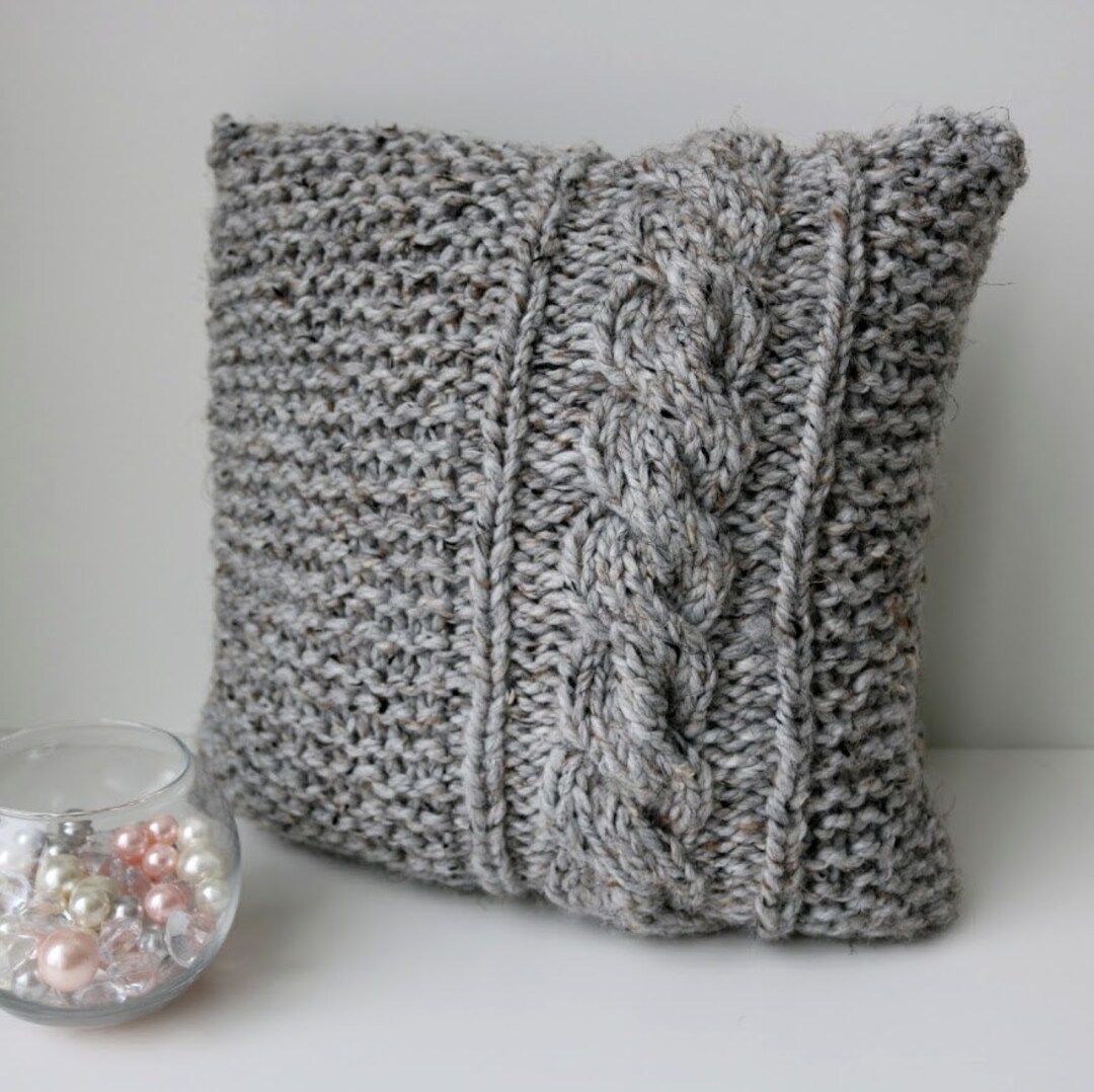 Cable Knit Decorative Throw Pillow in Textured Cable Pattern. Handmade ...