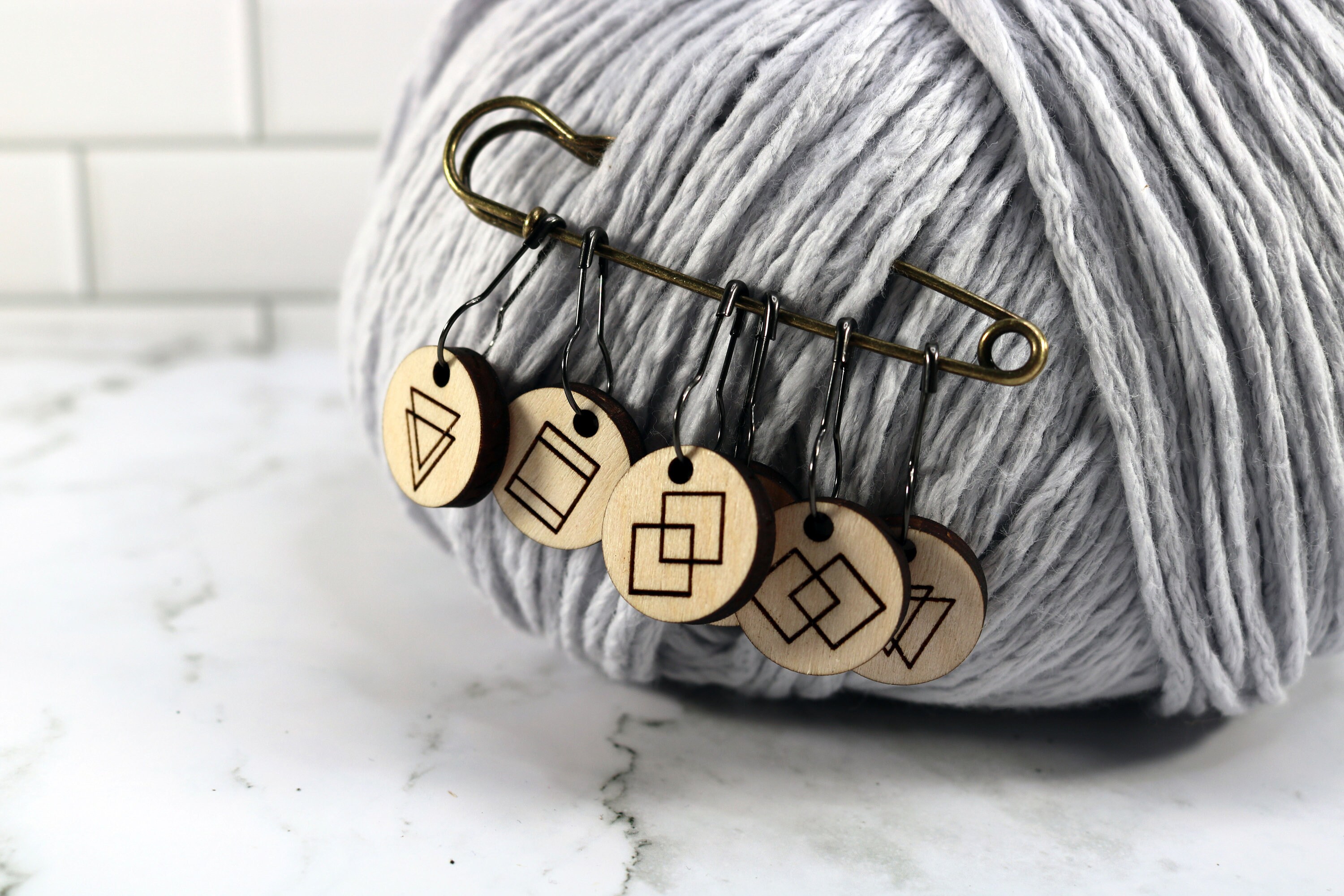 Wooden Stitch Markers Set With Minimalist Design. Knitting - Etsy