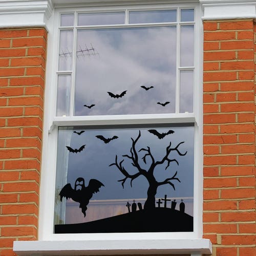 Halloween Window Decal Scary Silhouette Halloween Stickers | Etsy