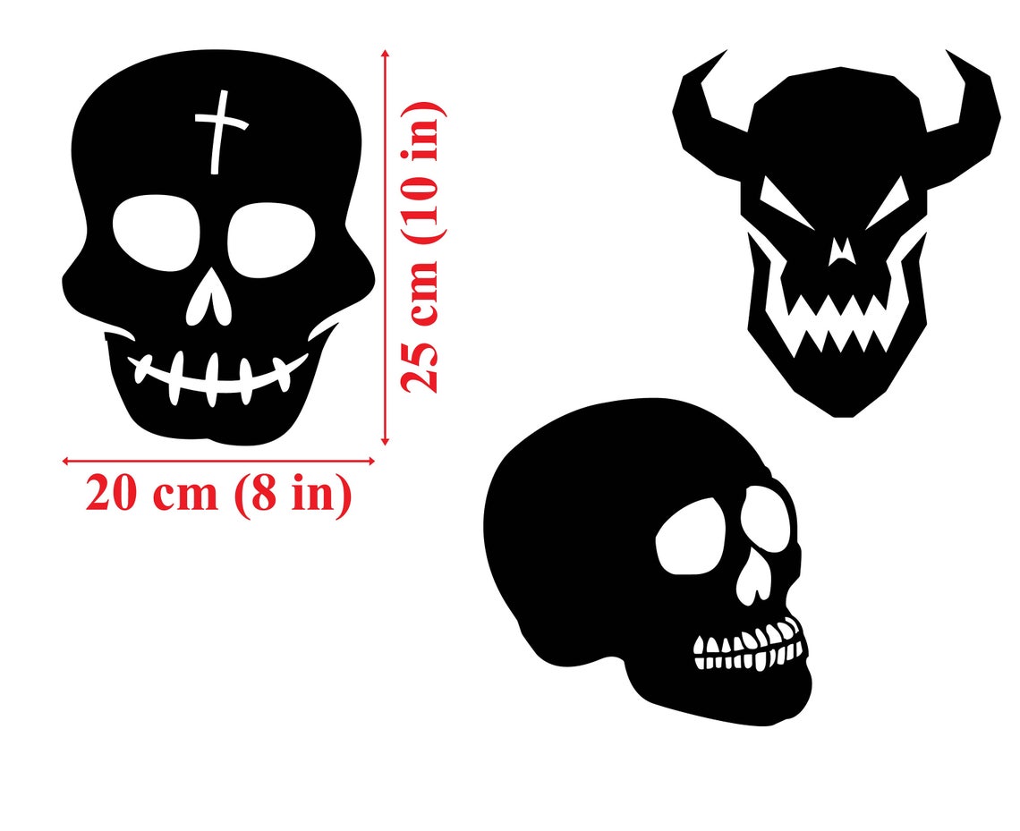 Halloween Window Skull Stickers Set of 3 Halloween Window | Etsy
