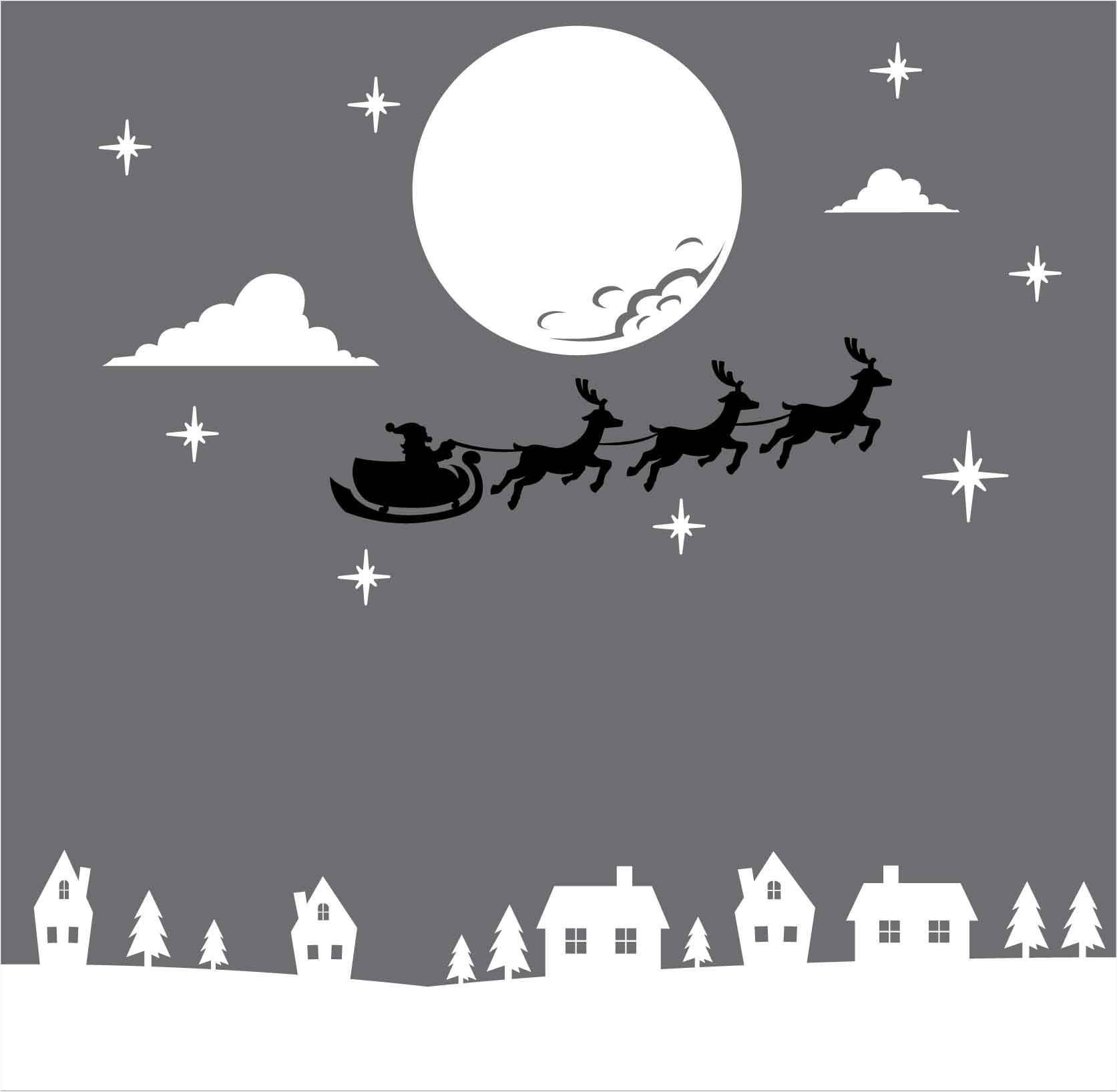 Christmas Window Sticker Set Santa Claus Sledge With - Etsy