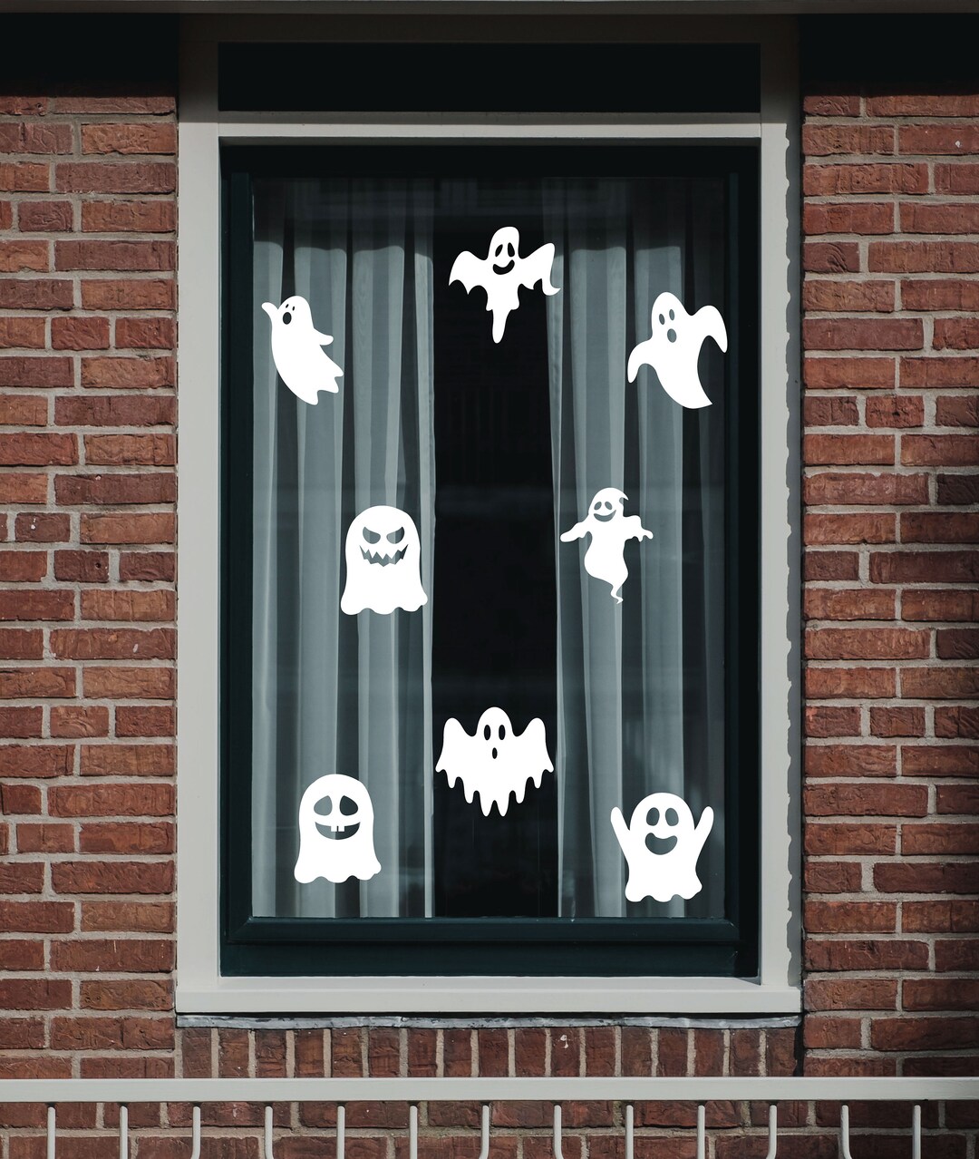 Halloween Window Sticker Set - Set of 8 Ghost Stickers White or Black ...