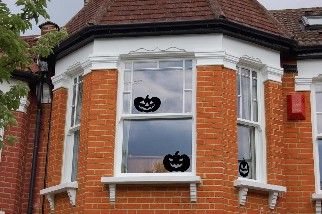 Halloween Window Pumpkin Stickers Set of 3, Halloween Window Decal ...