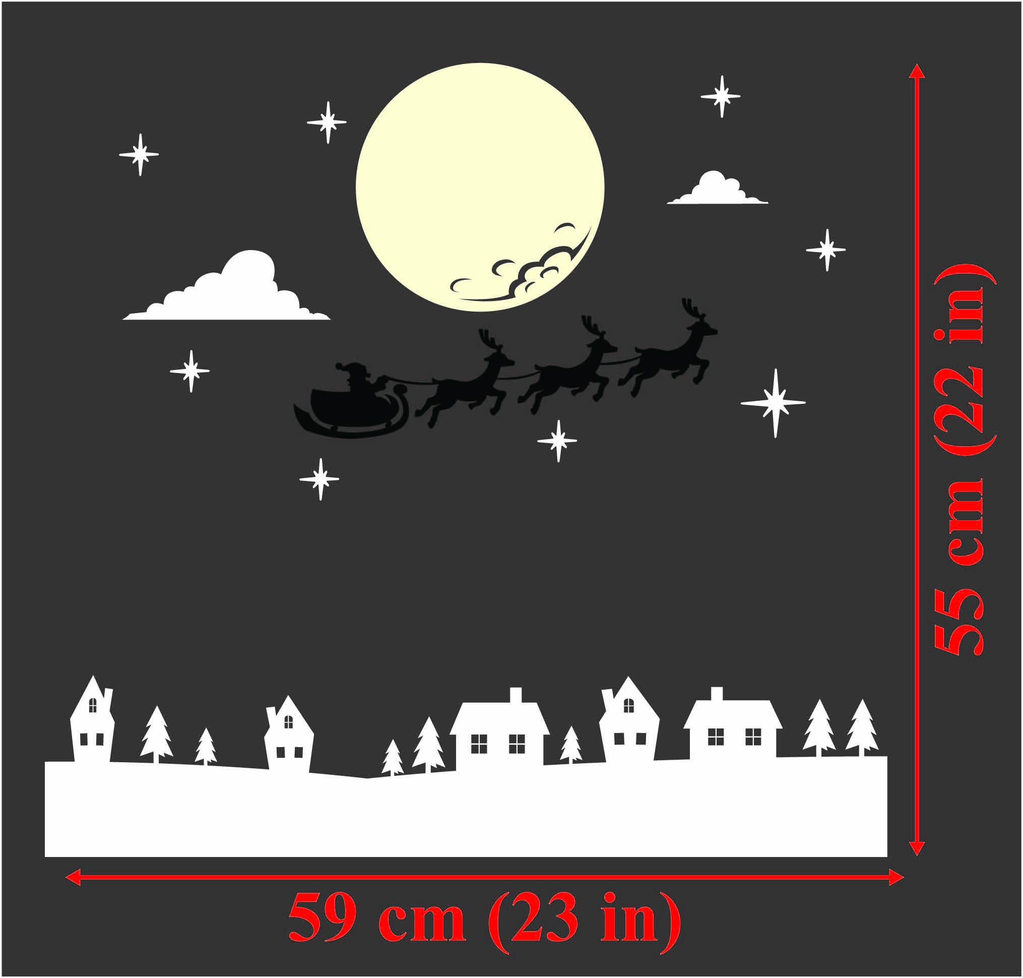 Christmas Window Sticker Set Santa Claus Sledge With - Etsy