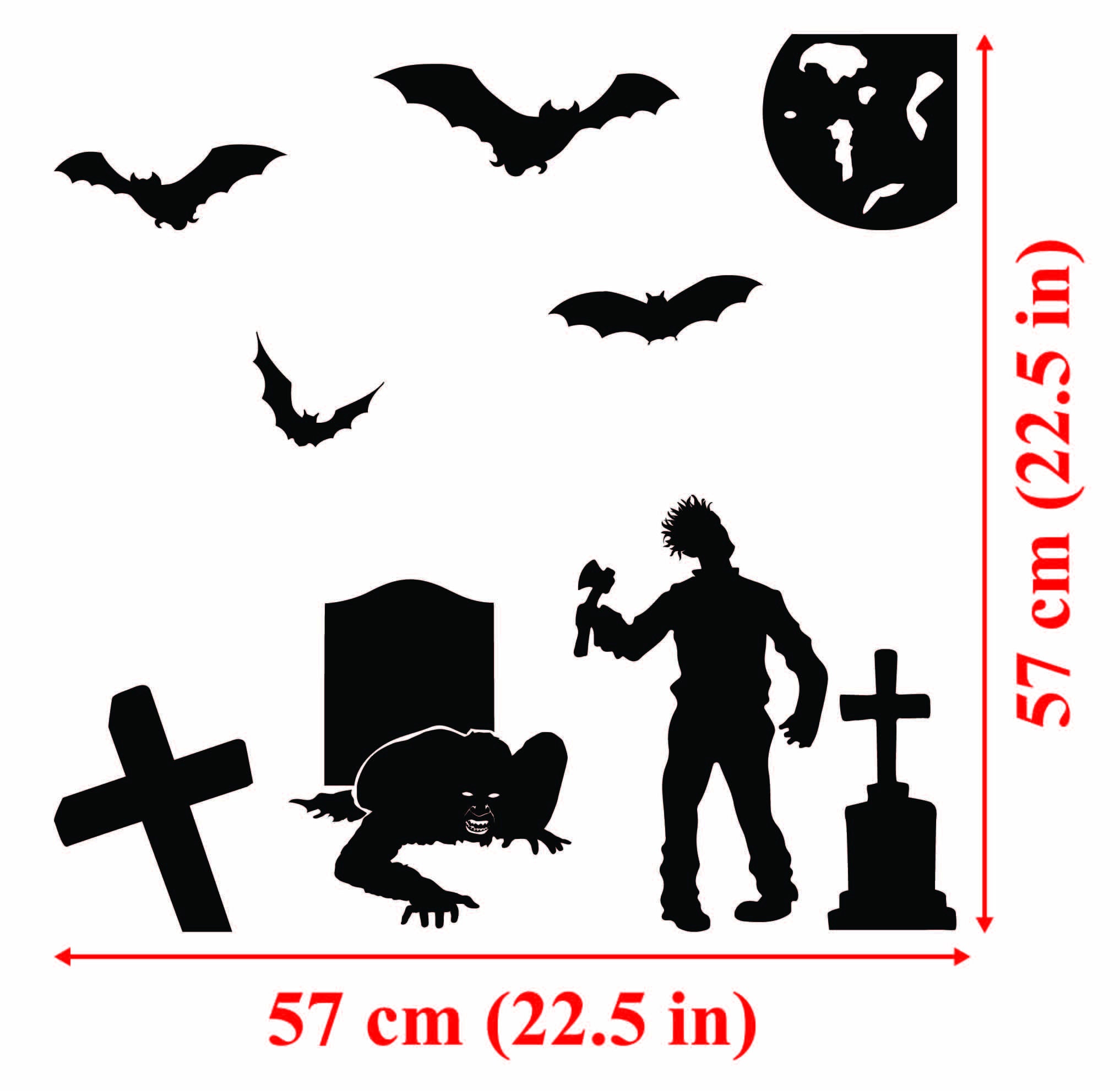 Halloween Window Sticker Set Zombie Bats Gravestone - Etsy UK