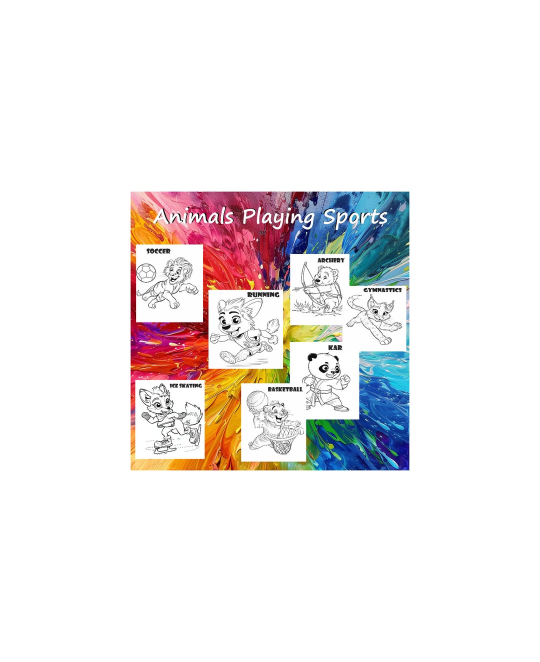 28 Educational Coloring Pages - Animals Playing Sports - Kids Coloring ...