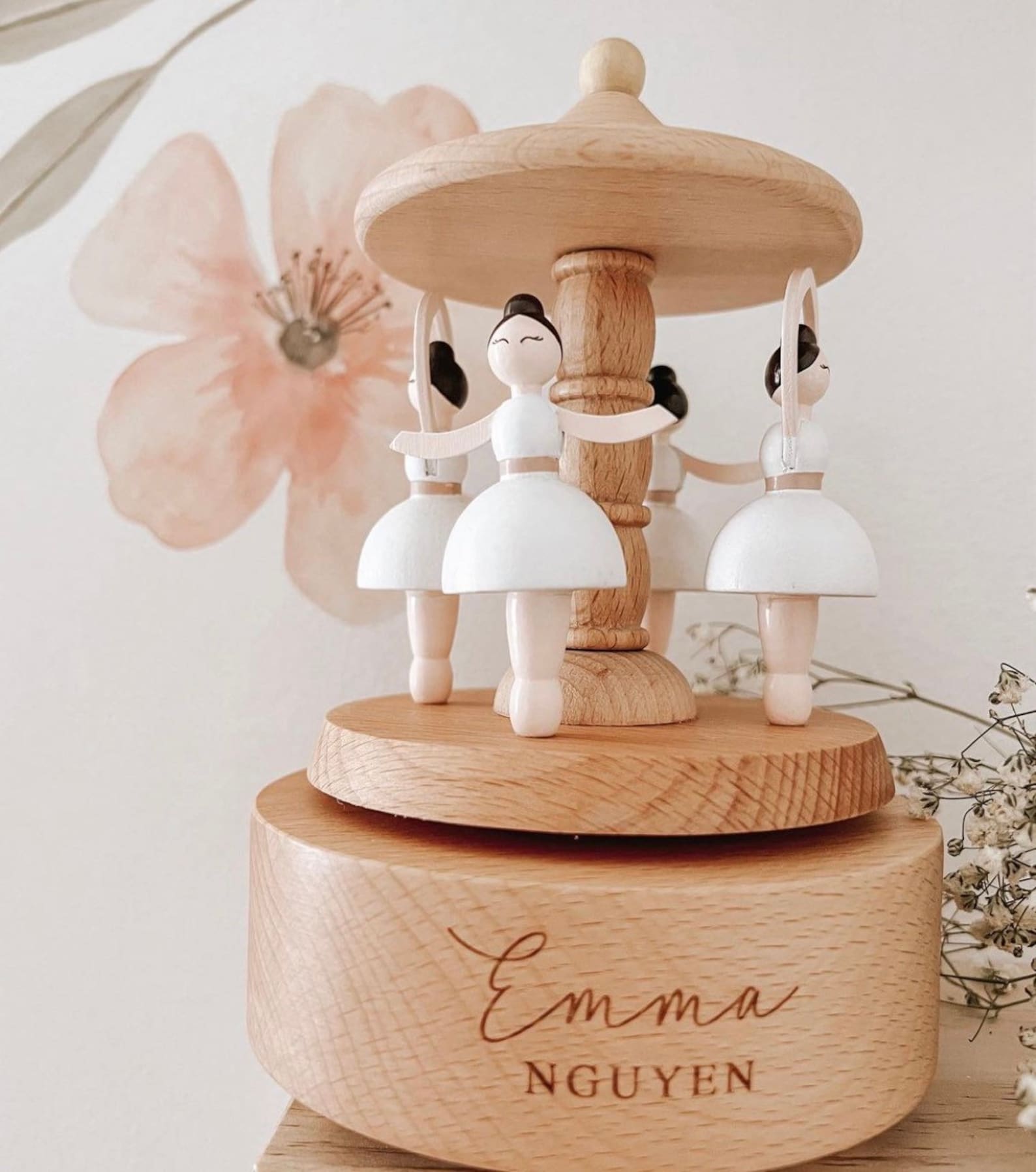 Personalised Ballerina Musical Carousel Wooden Custom | Etsy