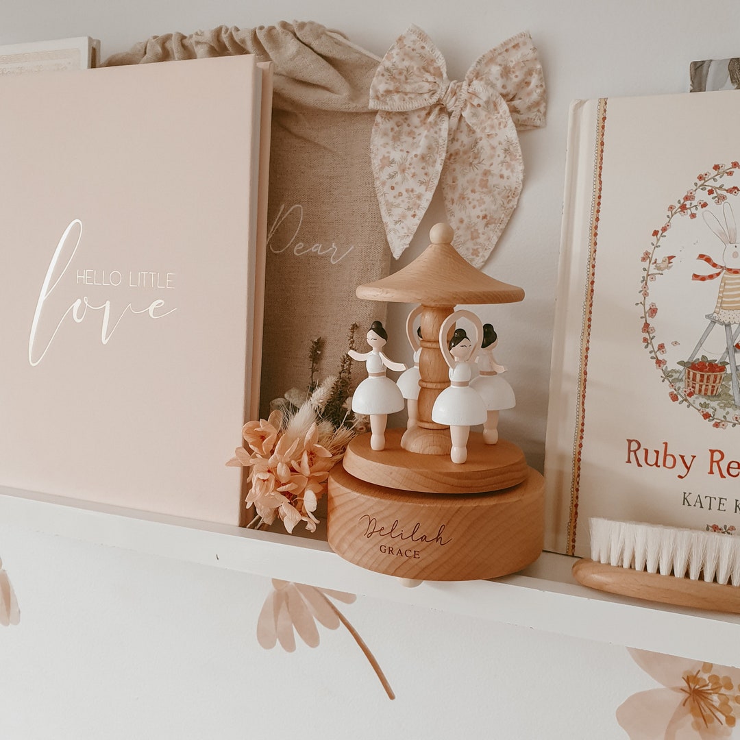 Personalised Musical Carousel Wooden Custom Heirloom Music Box Engraved ...
