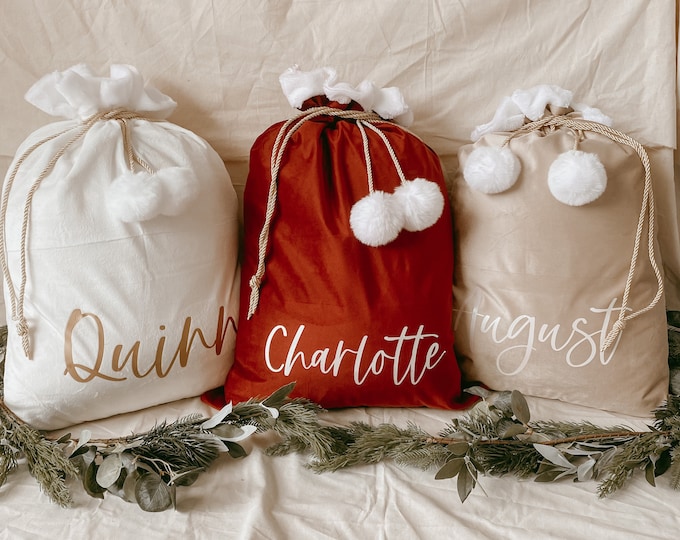 Luxury Personalised Santa Sack Velvet Custom Name Holiday Sack ...