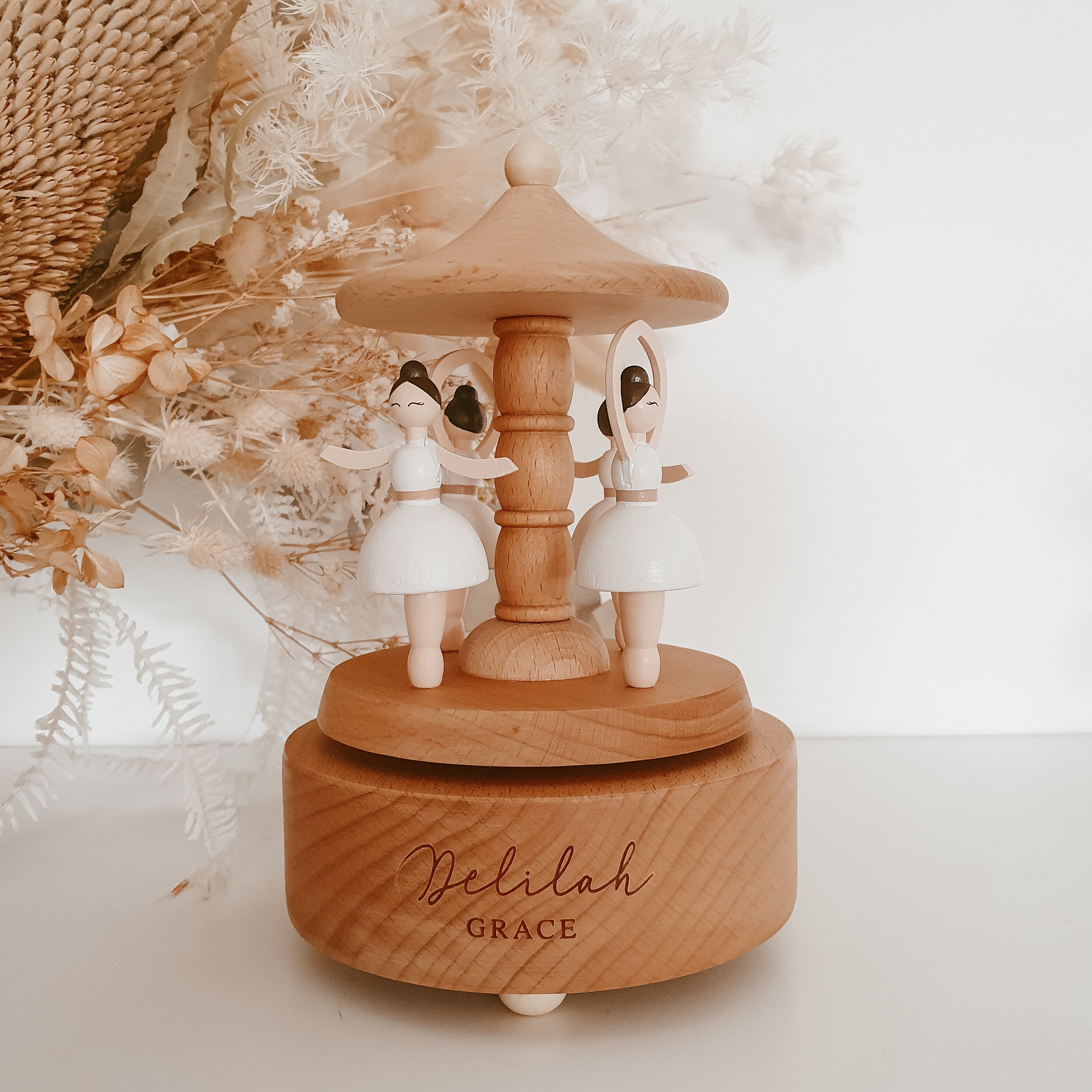 Personalised Ballerina Musical Carousel Wooden Custom | Etsy