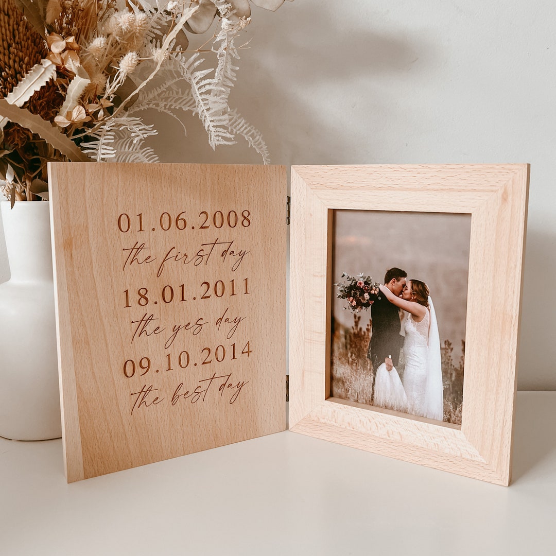 Wedding Wooden Photo Frame - Custom Keepsake - Engraved Wooden Frame ...