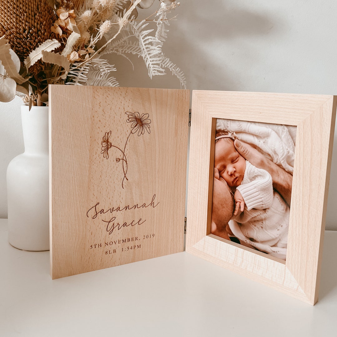 Personalised Baby Photo Frame - Custom Newborn Keepsake - Engraved ...